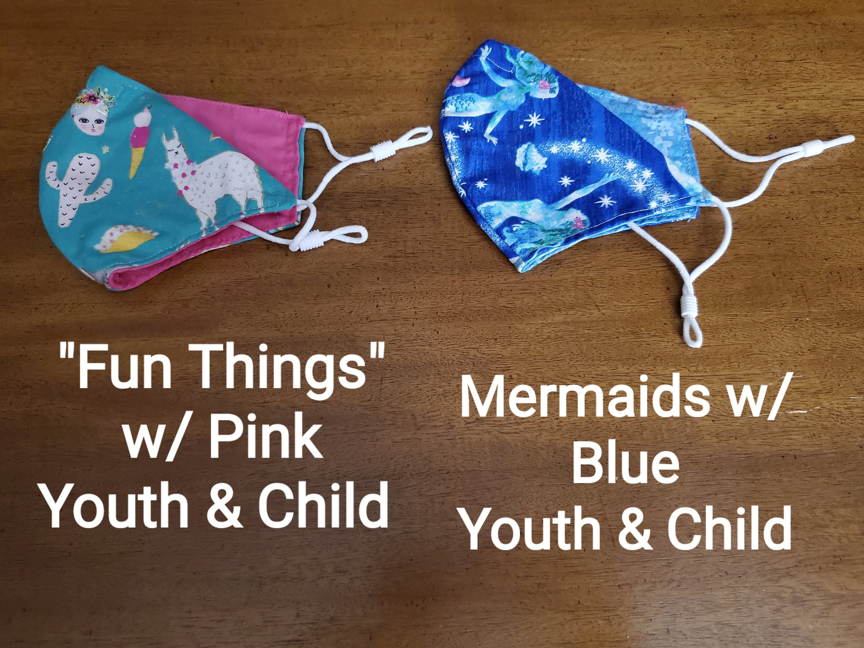 Girls Youth 7-12 & Child 3-6 Fun Face Masks Reversible | Etsy