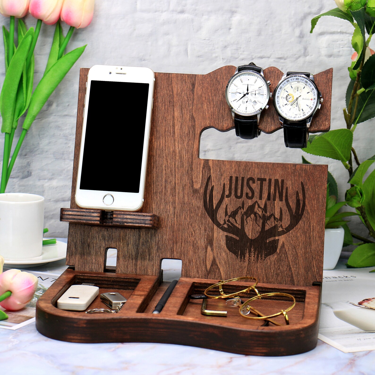 Docking Station Wood Craft Storage Iphone Docking Station Gift - Etsy