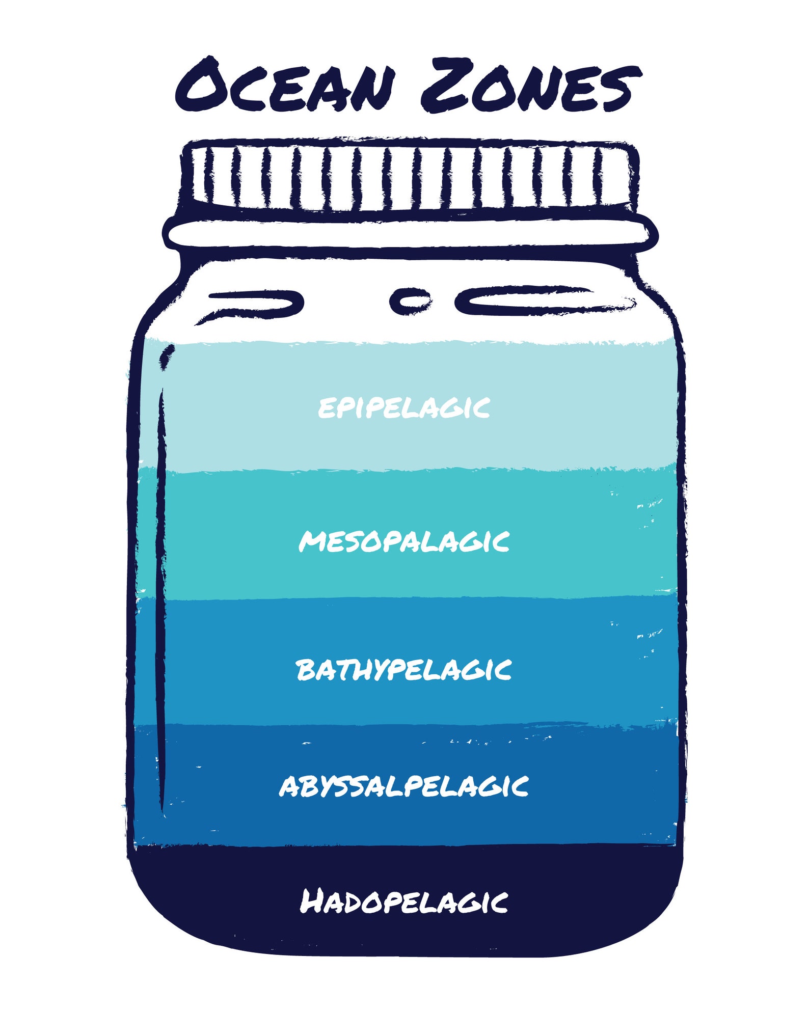 Ocean Zones Poster,educational Print, Printable Wall Art, Montessori ...