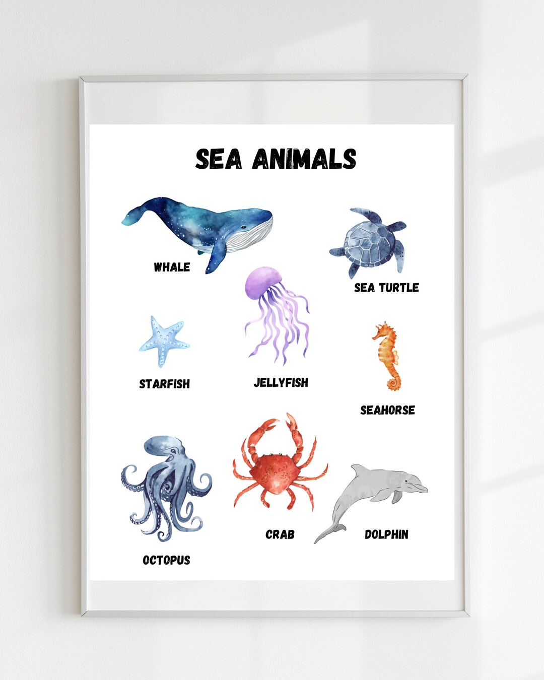 Sea Animals Poster,educational Print, Printable Wall Art, Montessori ...