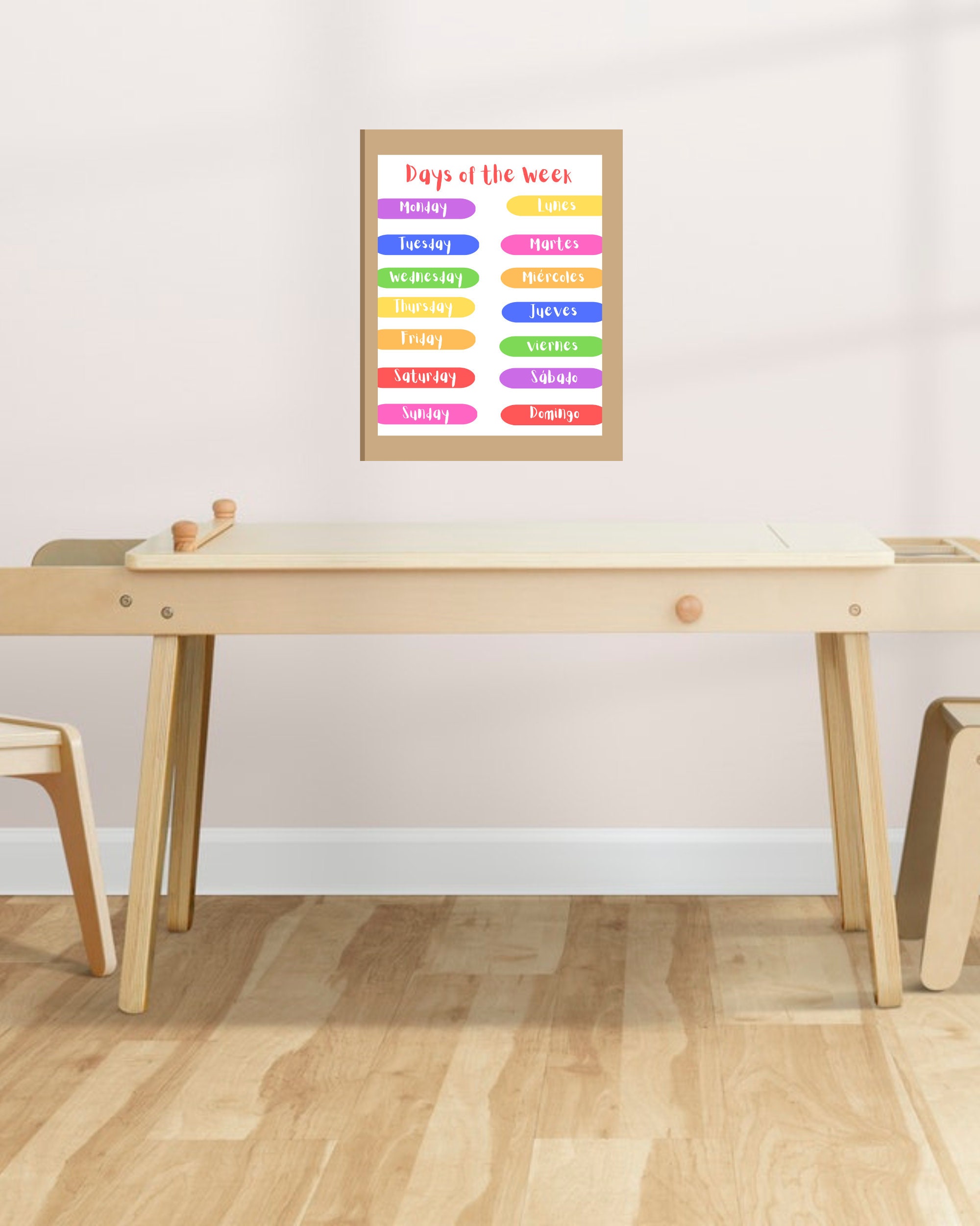 Days of the Week English and Spanish Poster, Educational Print ...