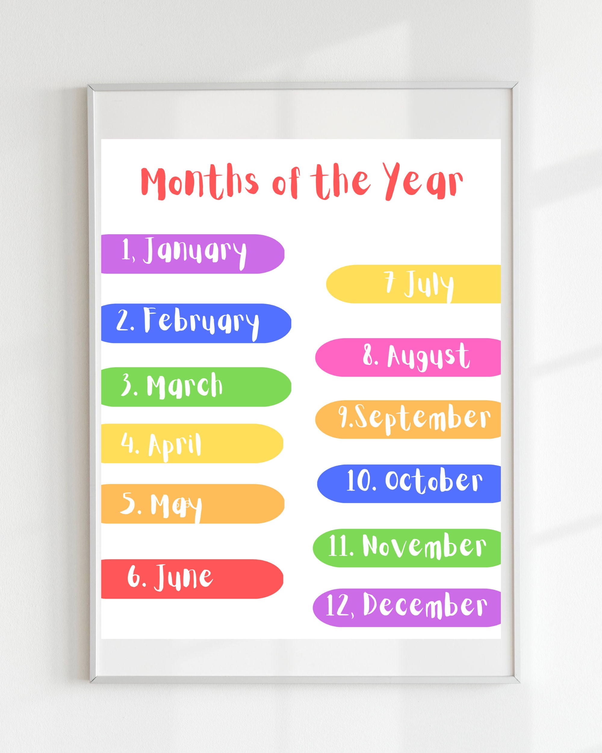 Months of the Year Poster, Educational Print, Printable, Montessori ...