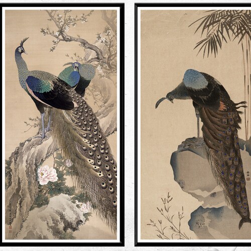 Digital Prints Art & Collectibles Peacocks Prints Vintage Japanese ...