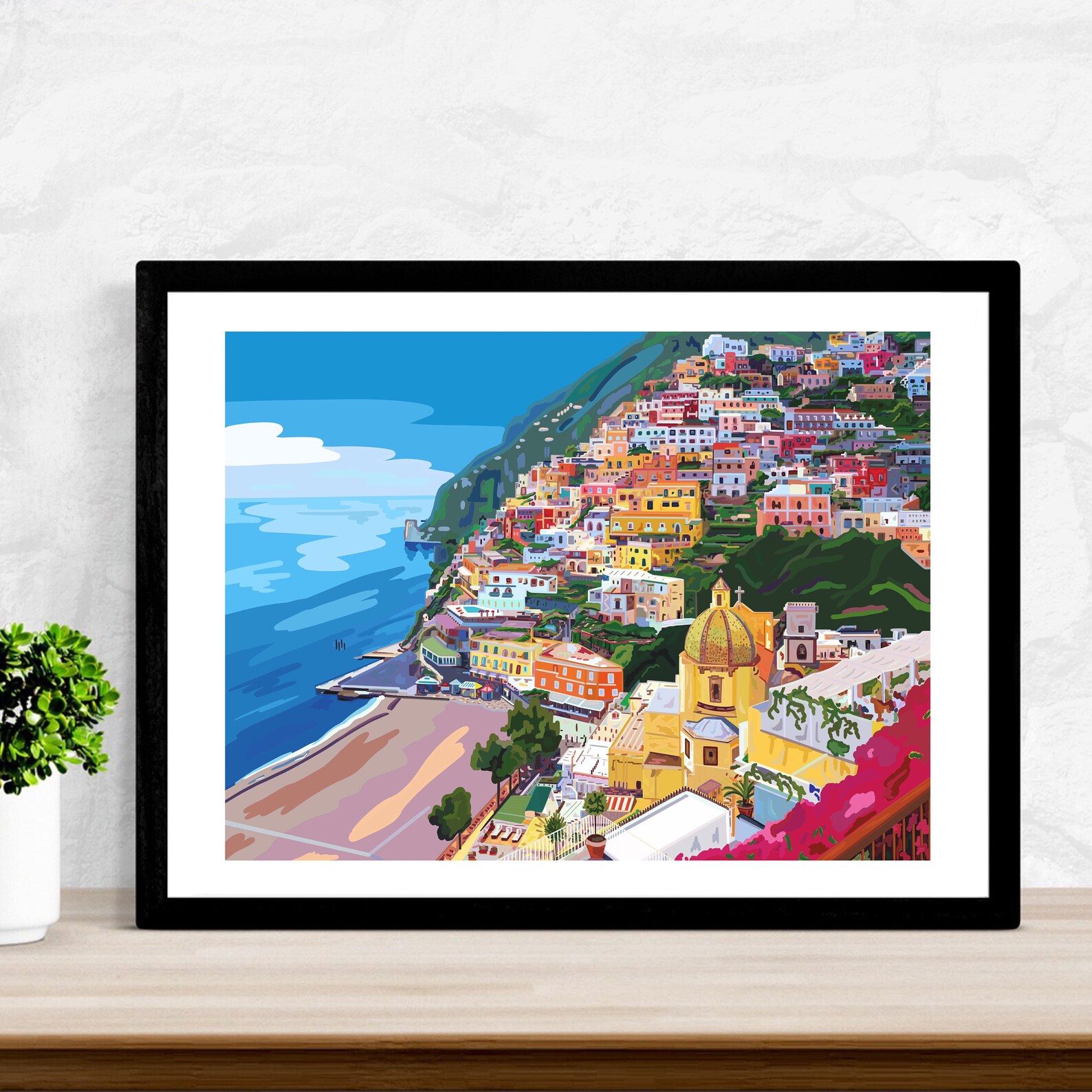 Positano Italy Printable Art Abstract Illustration - Etsy