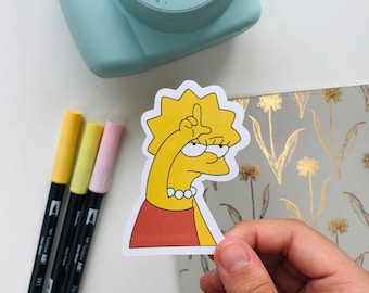 Lisa-simpson Drinking Coffee, Lisa-simpson Sticker, the Simpsons Glossy ...