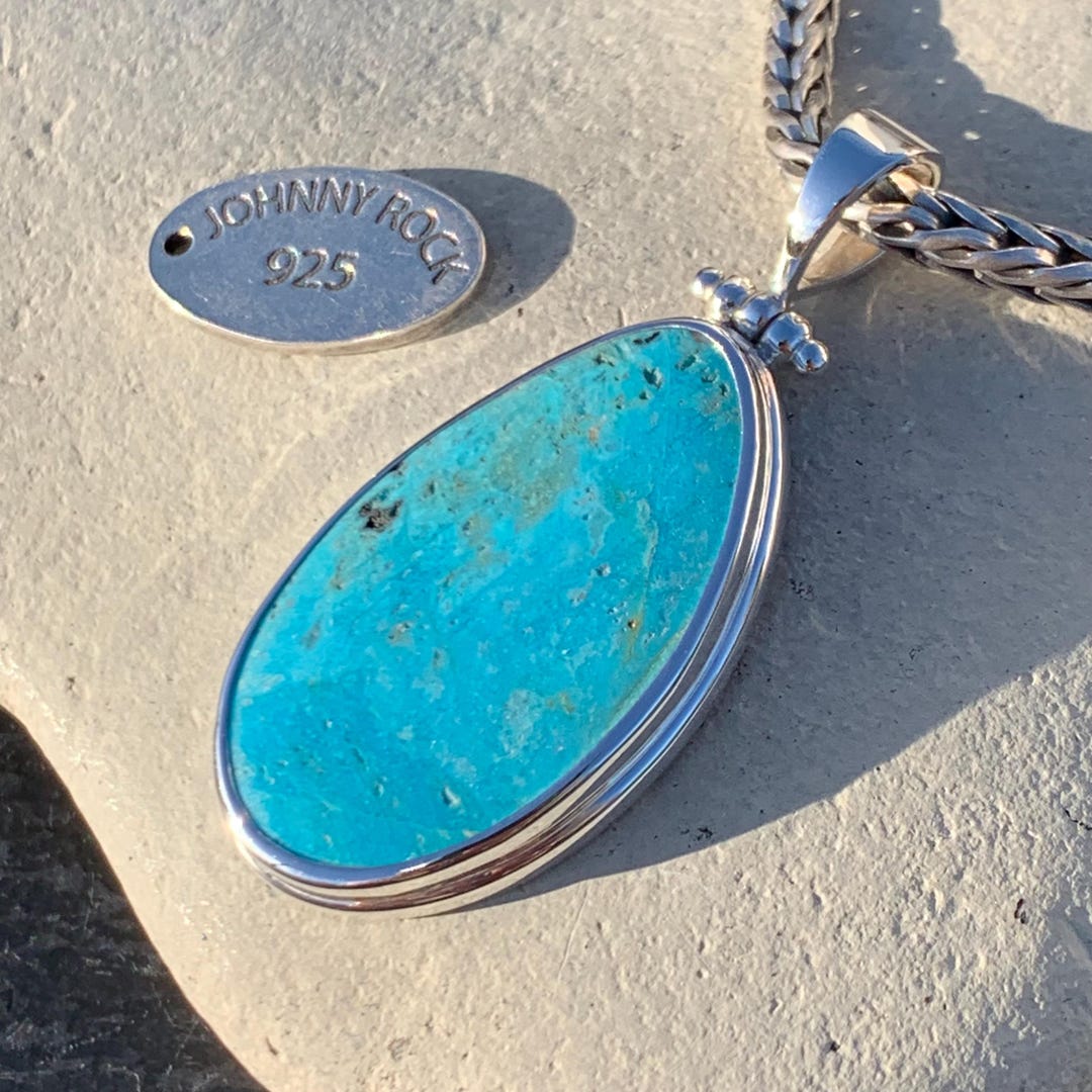Turquoise Pendant, Old Cornish Turquoise Statement Pendant, Turquoise ...