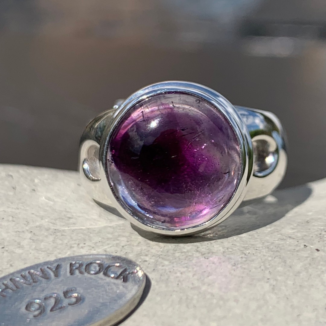 Stunning Trapiche Amethyst Round Cabochon Statement Ring, Handmade in ...