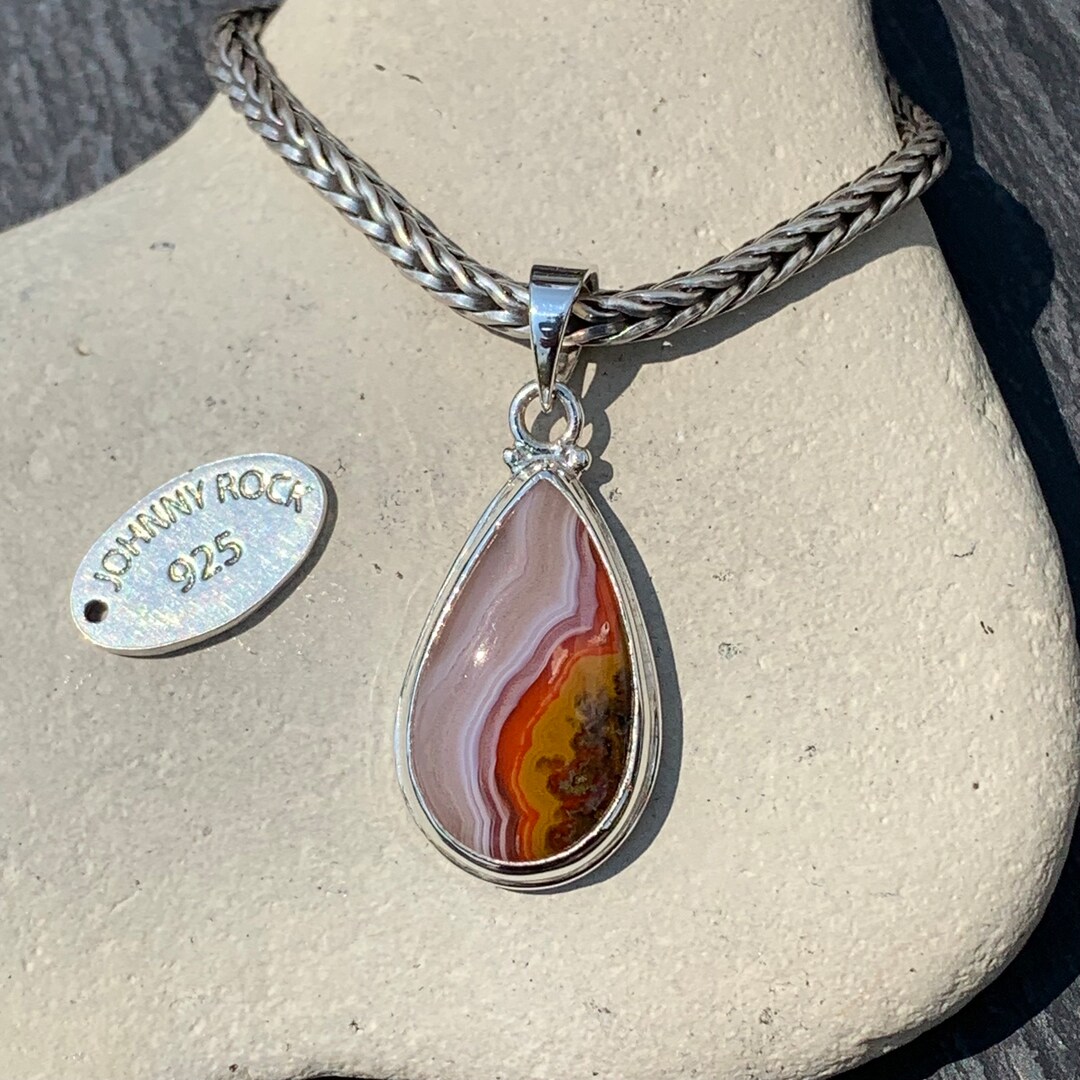 Fiery Flame Agate Pendant, Seam Agate Pendant, Statement Pendant ...