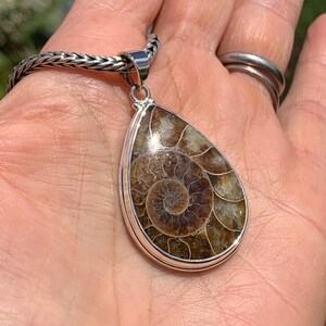Madagascan Ammonite Teardrop Pendant, Handmade in 925 Sterling Silver ...