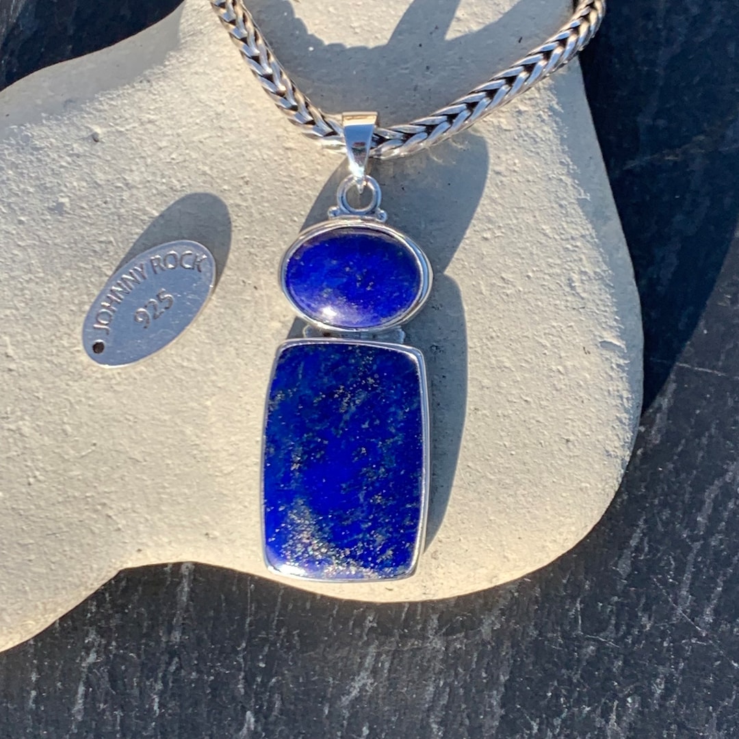 Deep Blue Lapis Lazuli Pendant, Lapis Lazuli With Sparkling Pyrites ...