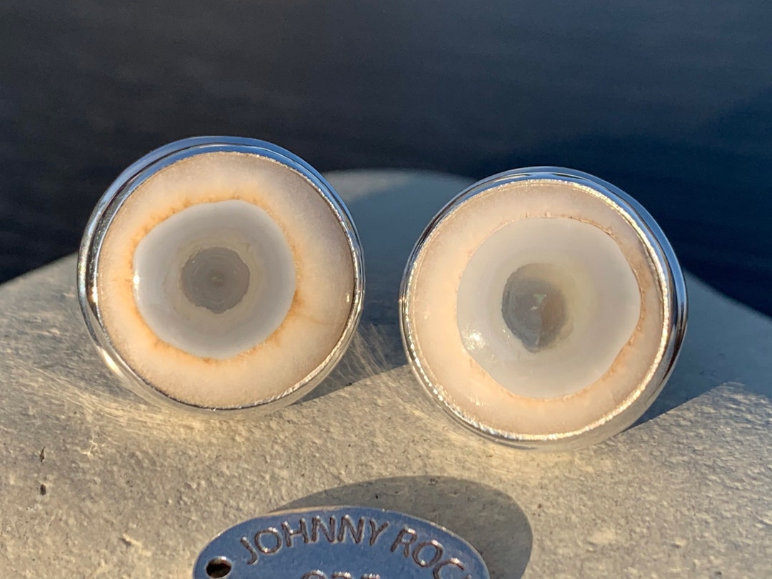 Solar Quartz 'cyclops Agate' Eye Cuff Links, Handmade 925 Sterling ...