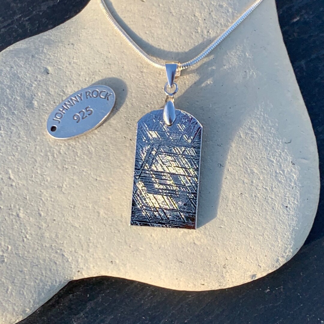 Swedish Muonionalusta Meteorite Pendant, Rhodium Plated Meteorite ...