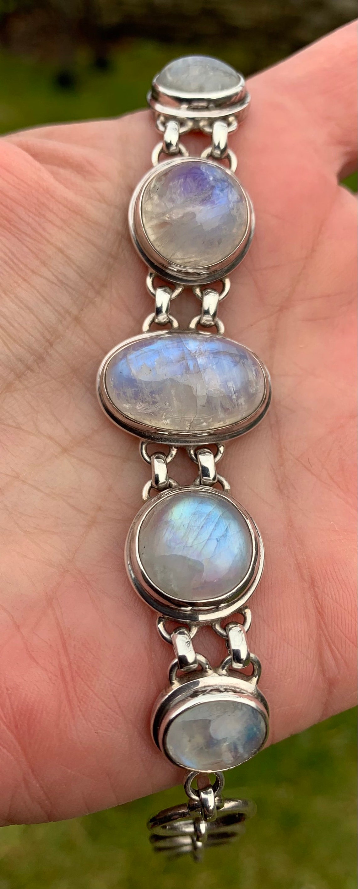 Indian Moonstone Cabochon Bracelet Handmade in 925 Sterling - Etsy Denmark