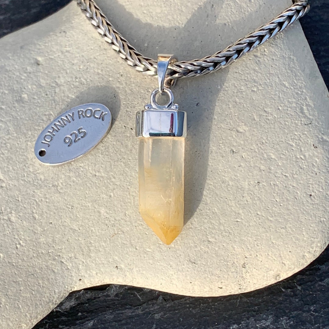 Mango Quartz Pendant, Natural Crystal Point Pendant, Handmade in 925 ...