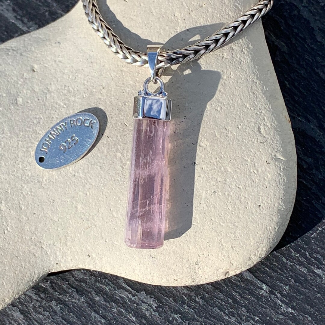 Lilac Kunzite Spodumene Crystal Pendant, Handmade in 925 Sterling ...