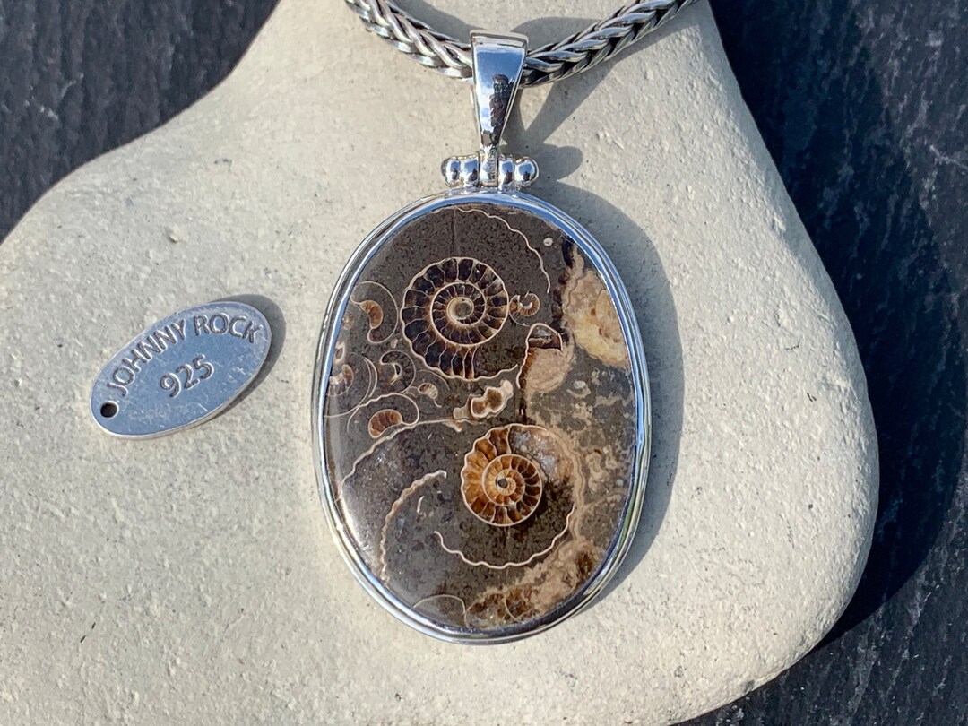 Mr & Mrs Ammonite UK Marston Magna Marble Large Oval Pendant - Etsy