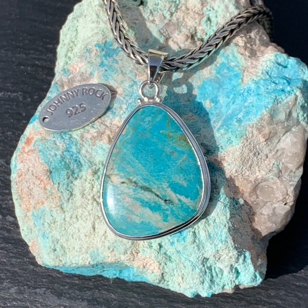 Old Cornish Turquoise Pendant Handmade in 925 Sterling - Etsy