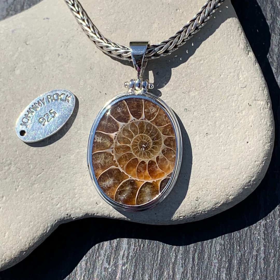 Ammonite Pendant, Madagascan Ammonite Oval Pendant, Fossil Pendant ...