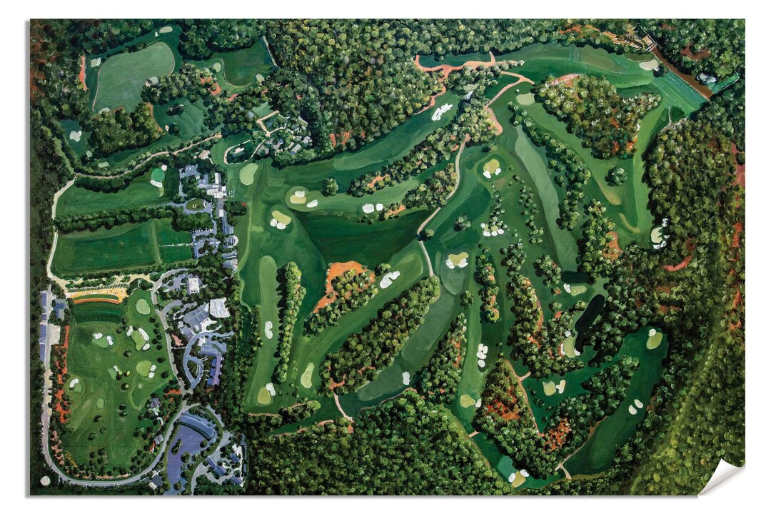 Augusta National Golf Course All 18 Holes Amen Corner Masters Aerial ...