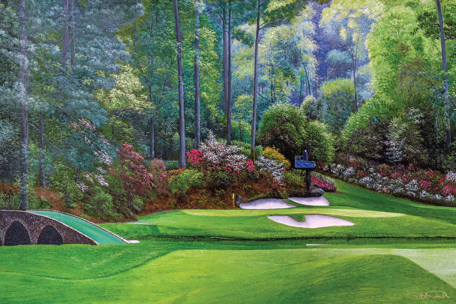 Augusta National Golf Club Hole 12 Golden Bell Oil Painting PGA Golf ...