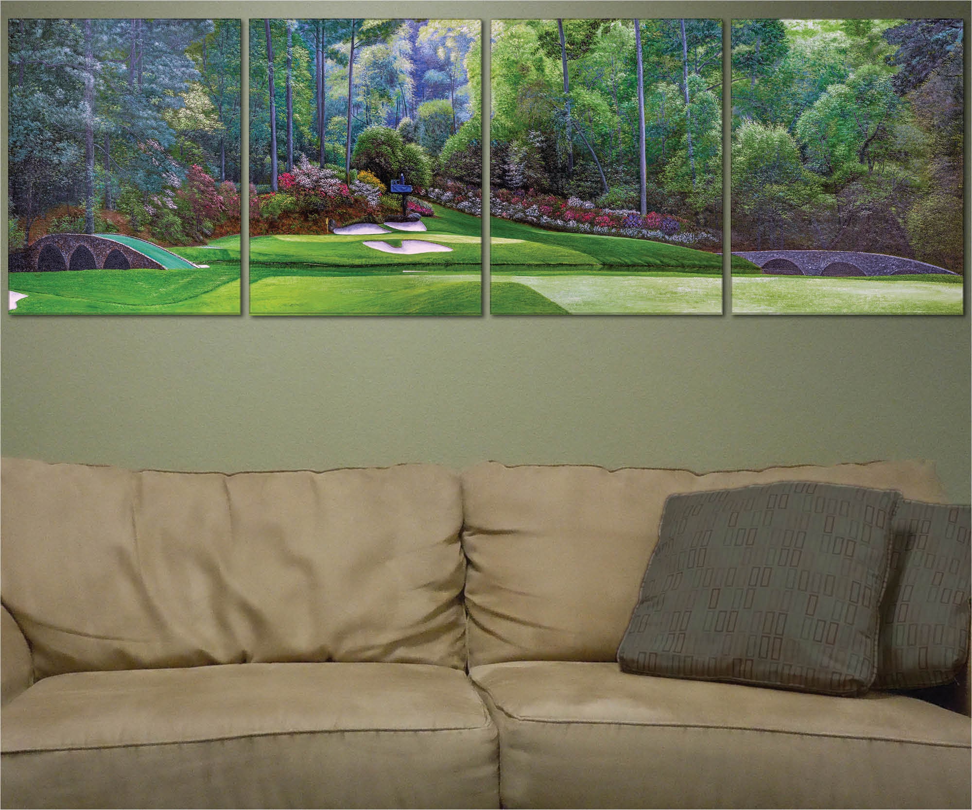 Augusta National Golf Club Split Canvas Frames Hole 12 Golden Bell ...