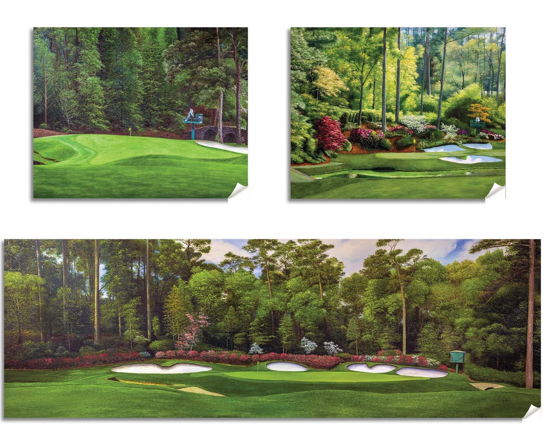 Amen Corner Three Canvas Frames Azalea Panorama Augusta National Golf ...