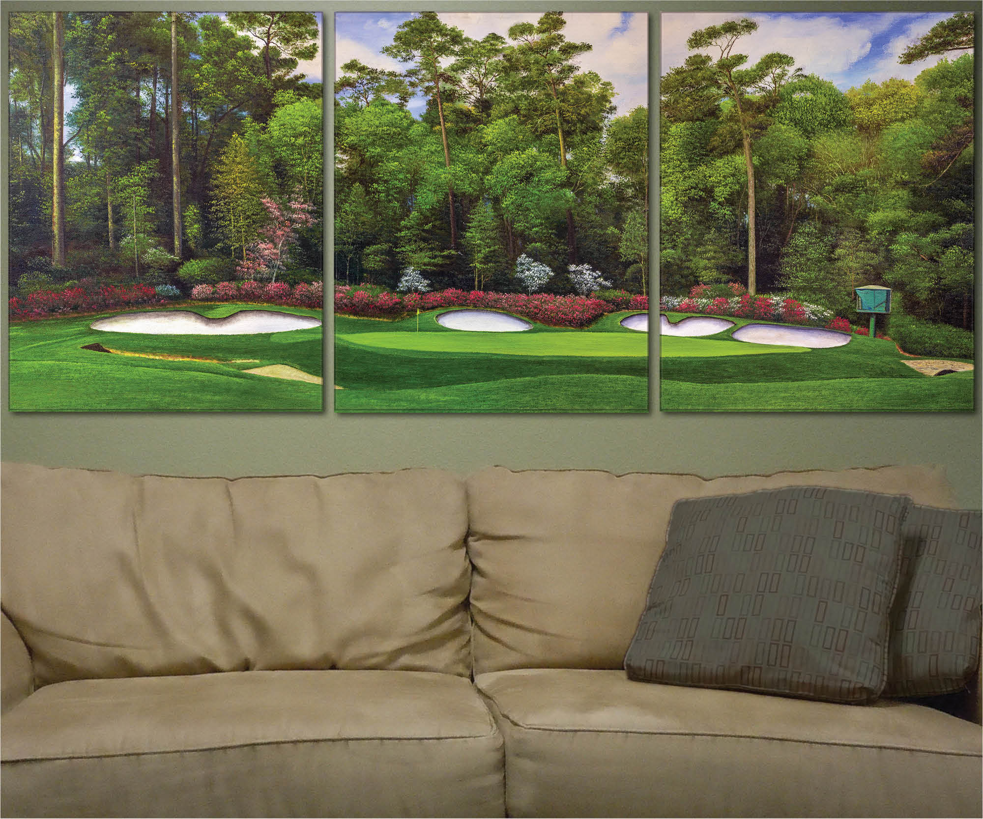 Augusta National Golf Club Split Canvas Frames Hole 13 Azalea Masters ...