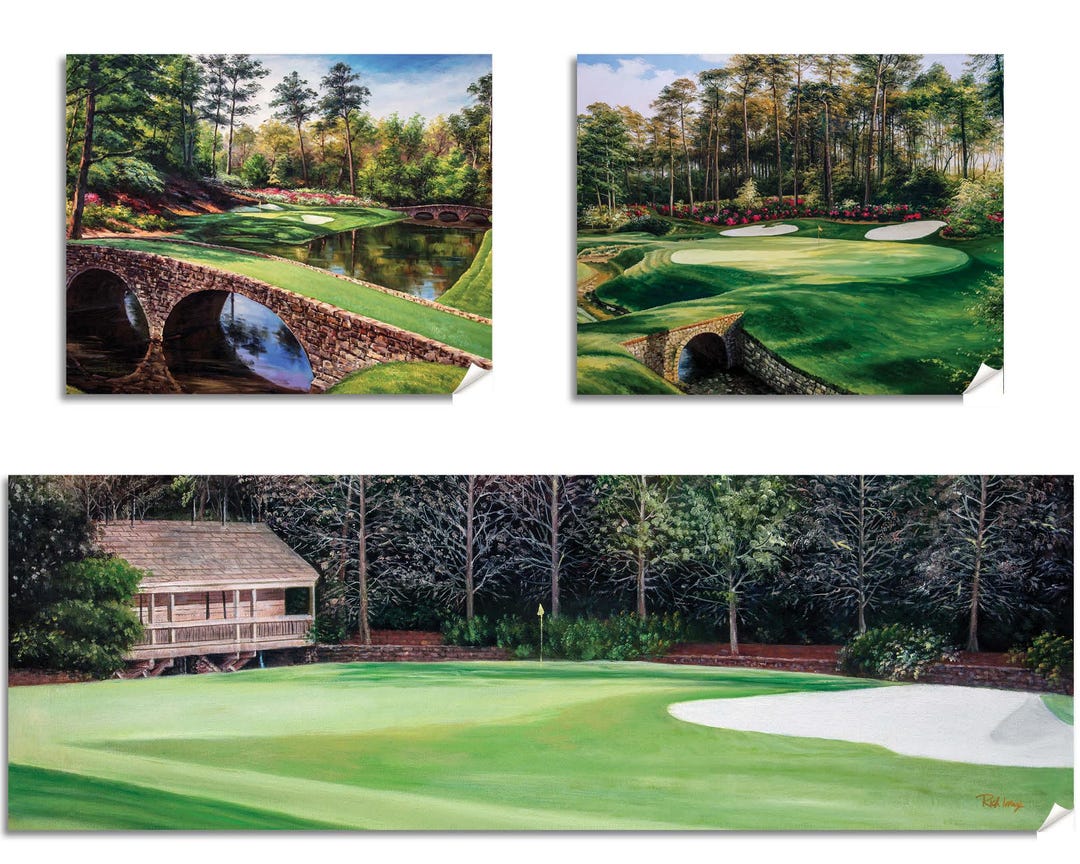 Amen Corner Panorama 3 Three Canvas Frames Augusta National Golf Club ...