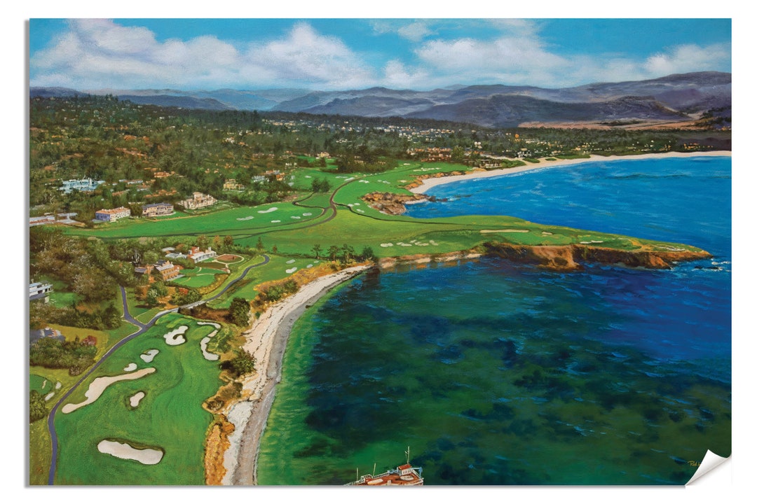 Pebble Beach Golf Links Golf Club Entire Course Aerial View AT&T Pro-am ...