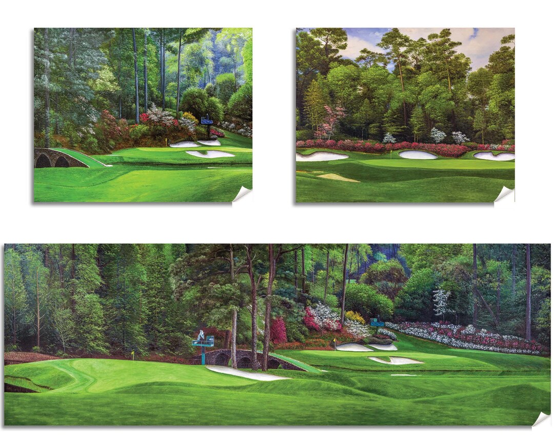 Augusta National Golf Club Amen Corner, 3 Three Canvas Frames Oil ...