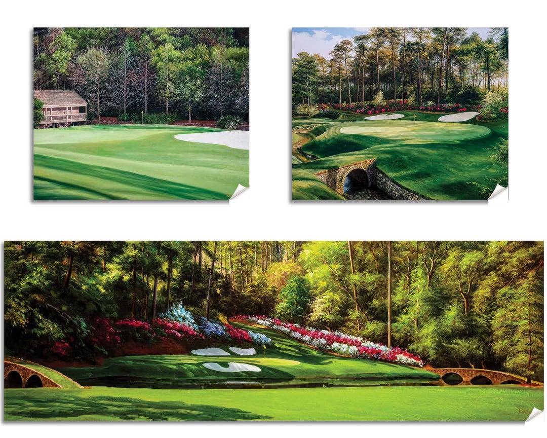 Three Canvas Frames Amen Corner Panorama Augusta National Golf Club ...