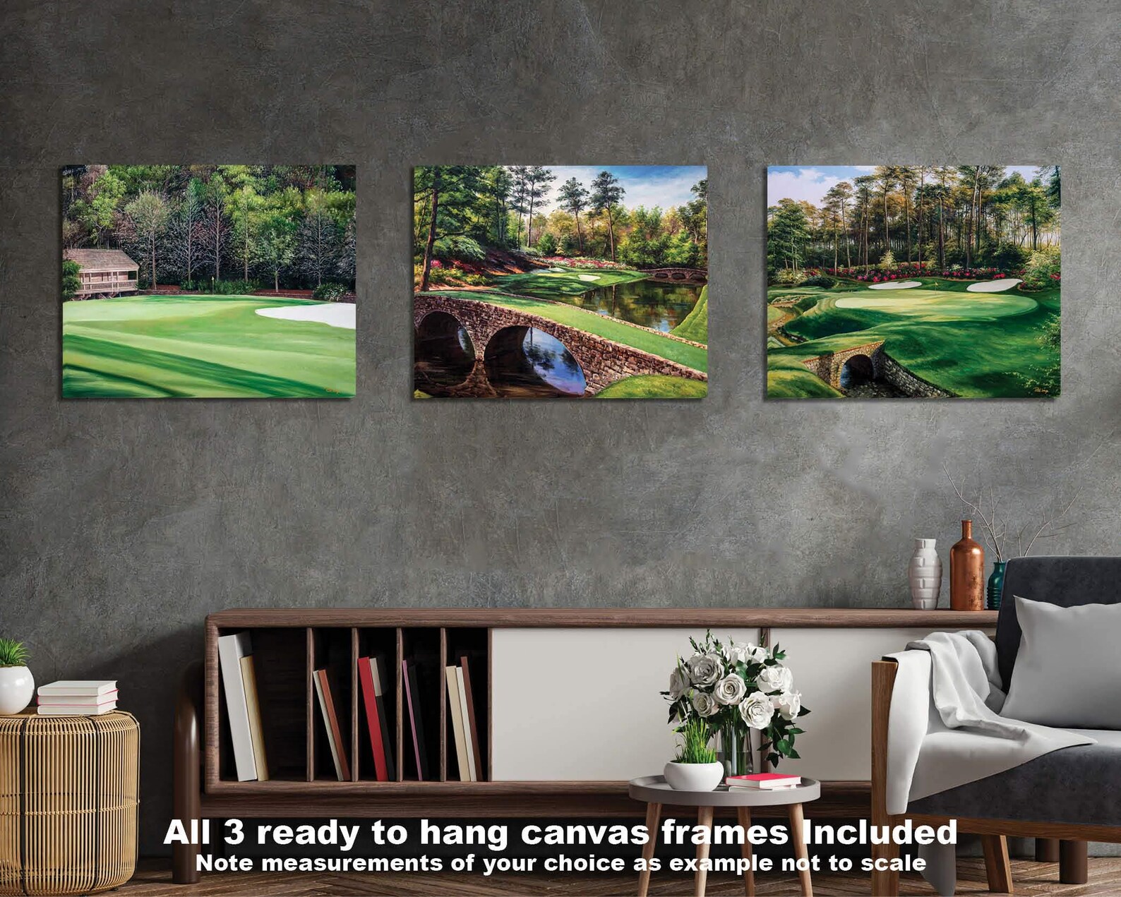Amen Corner Augusta National Golf Club, 3 Three Canvas Frames Oil ...