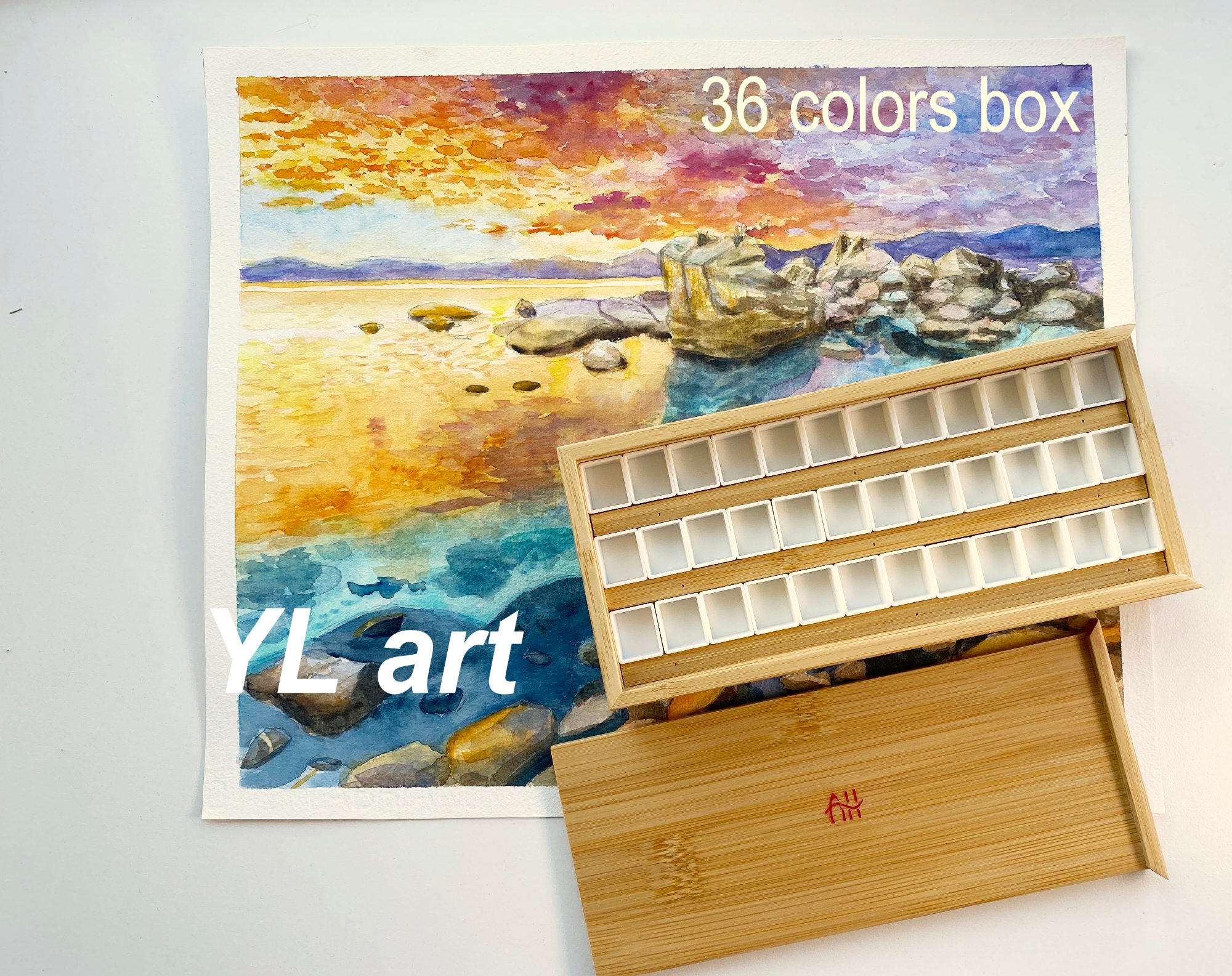 Hand-made Wooden Watercolour Storage Paint Box With 36 Empty - Etsy