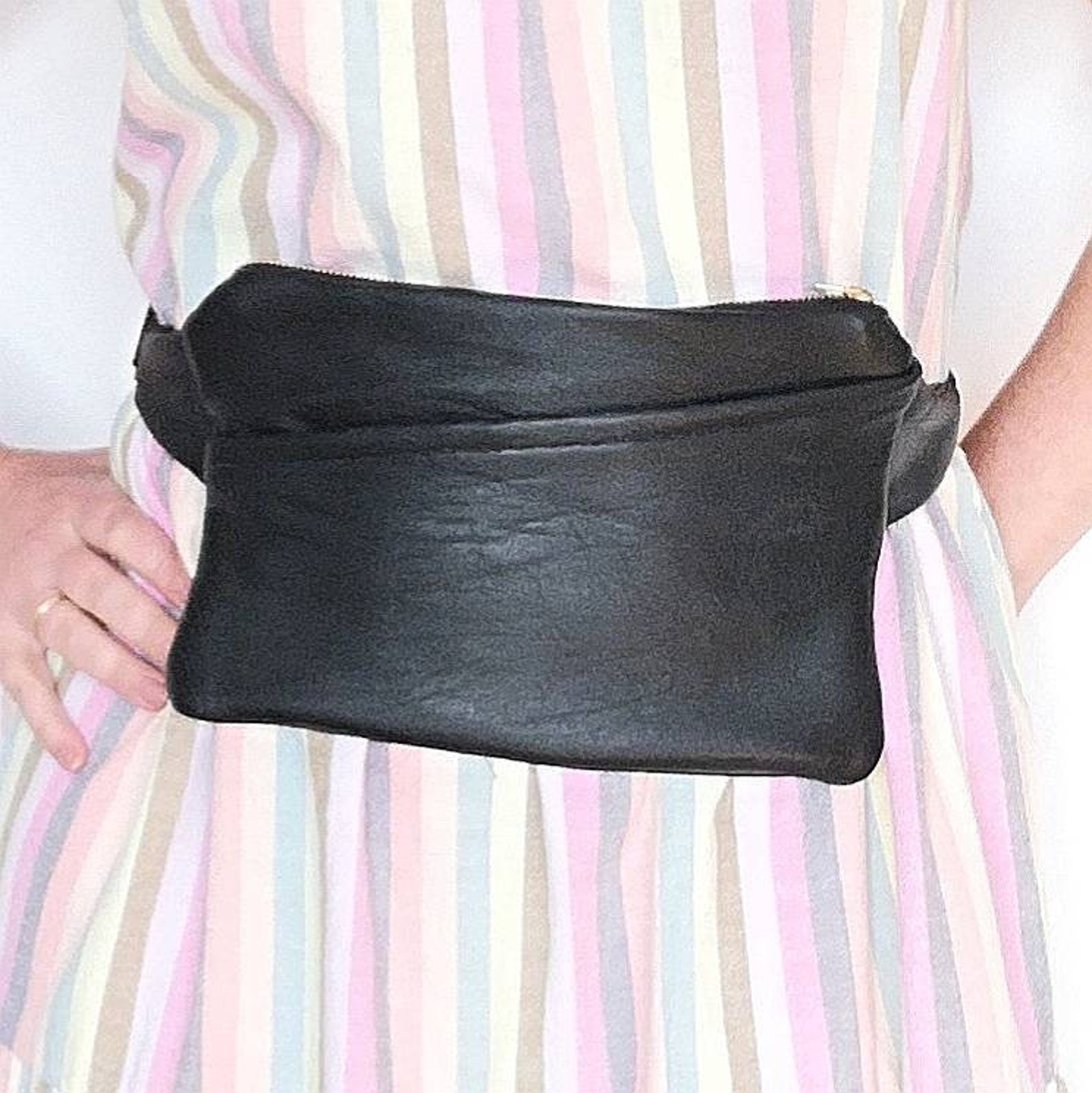 Black Recycled Leather Fanny Pack - Etsy