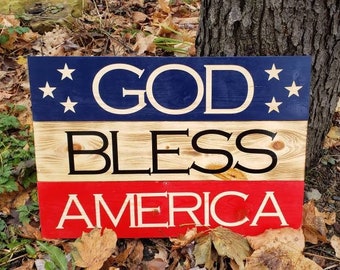 God Bless America Sign Patriotic Sign Rustic America Sign 5.5h X 21w - Etsy