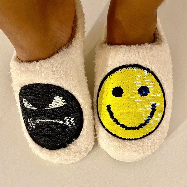 Smiley Face Slippers - Etsy