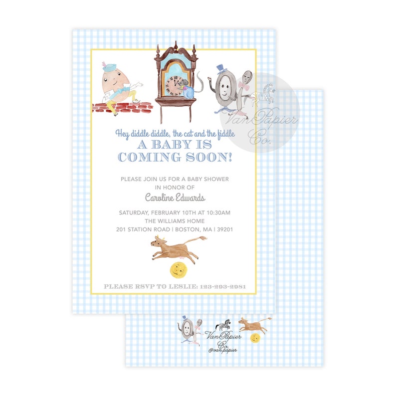 Watercolor Nursery Rhyme Shower Invitations Hey Diddle - Etsy