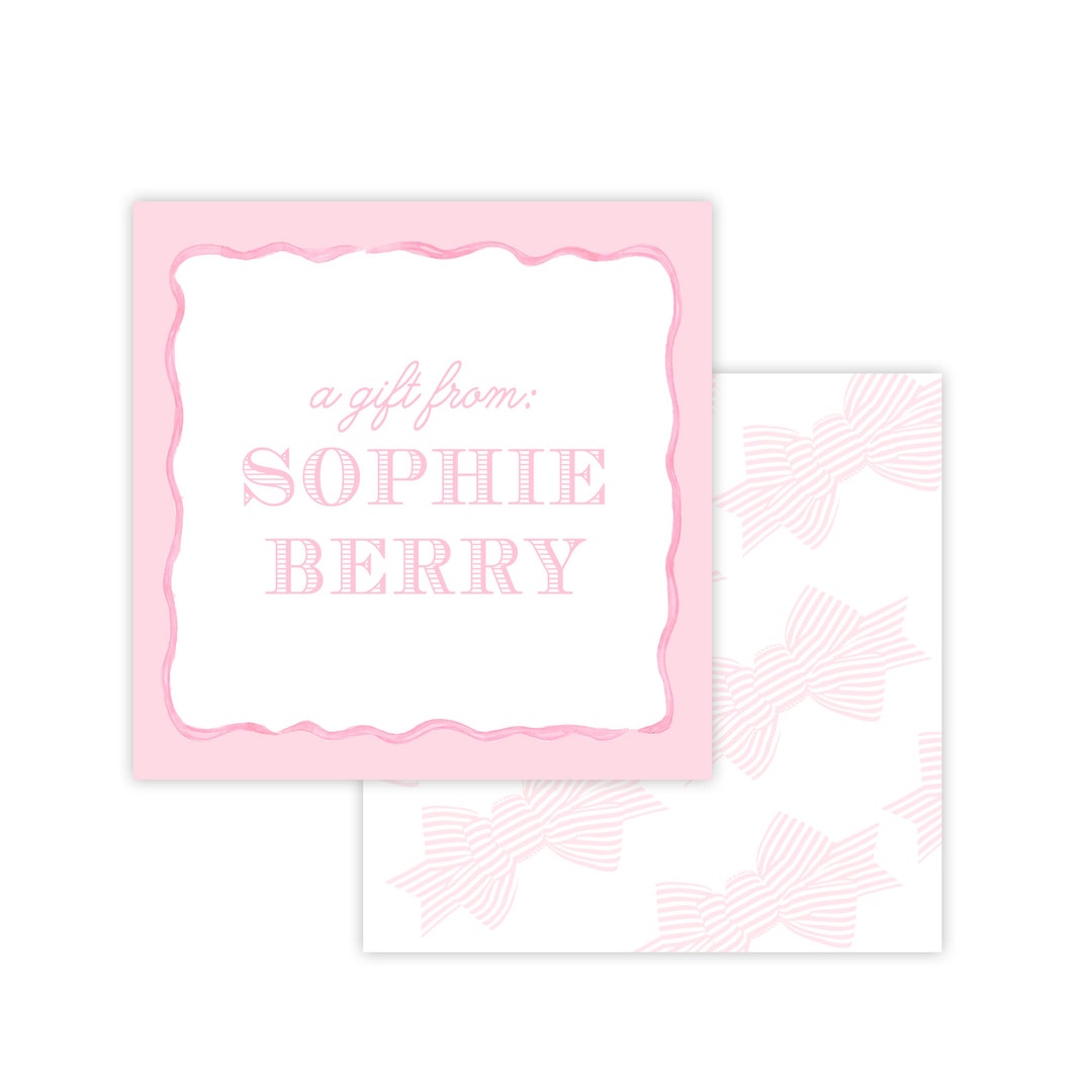 Pink Striped Bow Calling Cards Custom Gift Tags Gift - Etsy