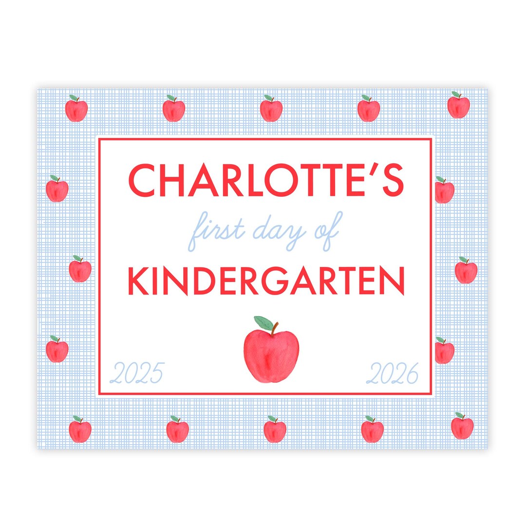 PRINTABLE Apple Pattern First Day of School Sign | Back to School Sign ...
