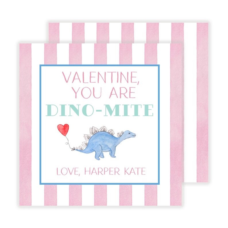 Watercolor Dino-mite Valentine, Valentine Class Tags, Watercolor ...