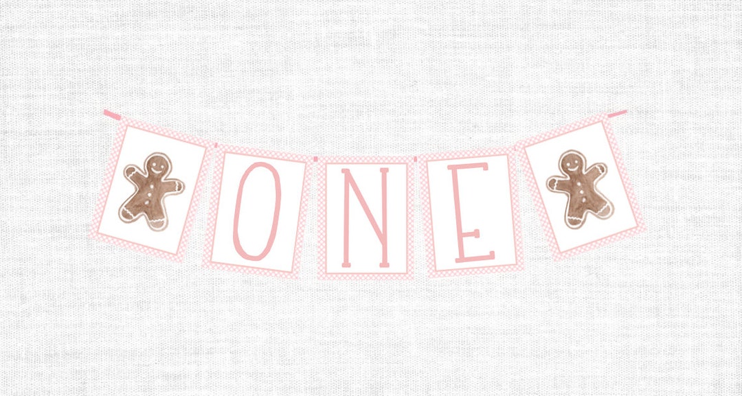 Pink Gingerbread 1st Birthday Banner | First Birthday Banner ...