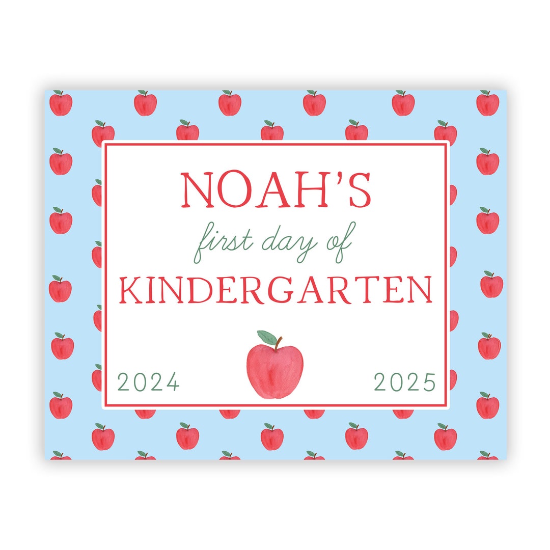 PRINTABLE Apple Pattern First Day of School Sign | Back to School Sign ...