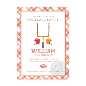 Watercolor Football Party Invitation | Watercolor Helmets | Football ...
