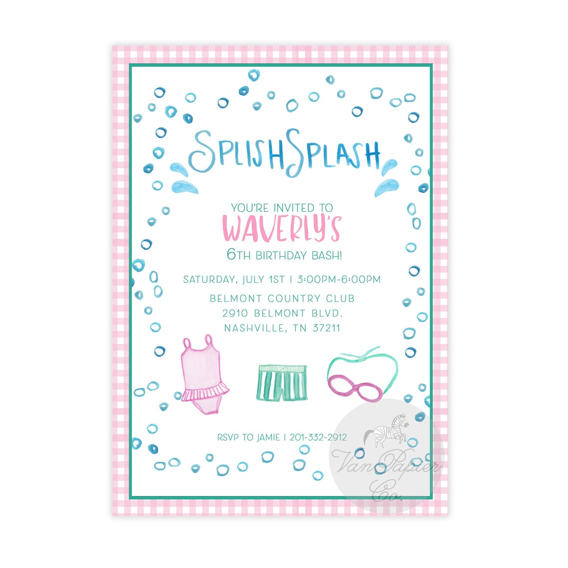 Splish Splash Birthday Invitation Birthday Swimming Party | Etsy