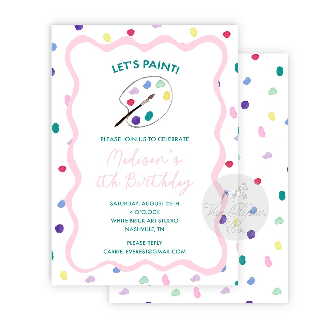 Watercolor Art Party Invitation | Art Party | Paint Party Invitation ...