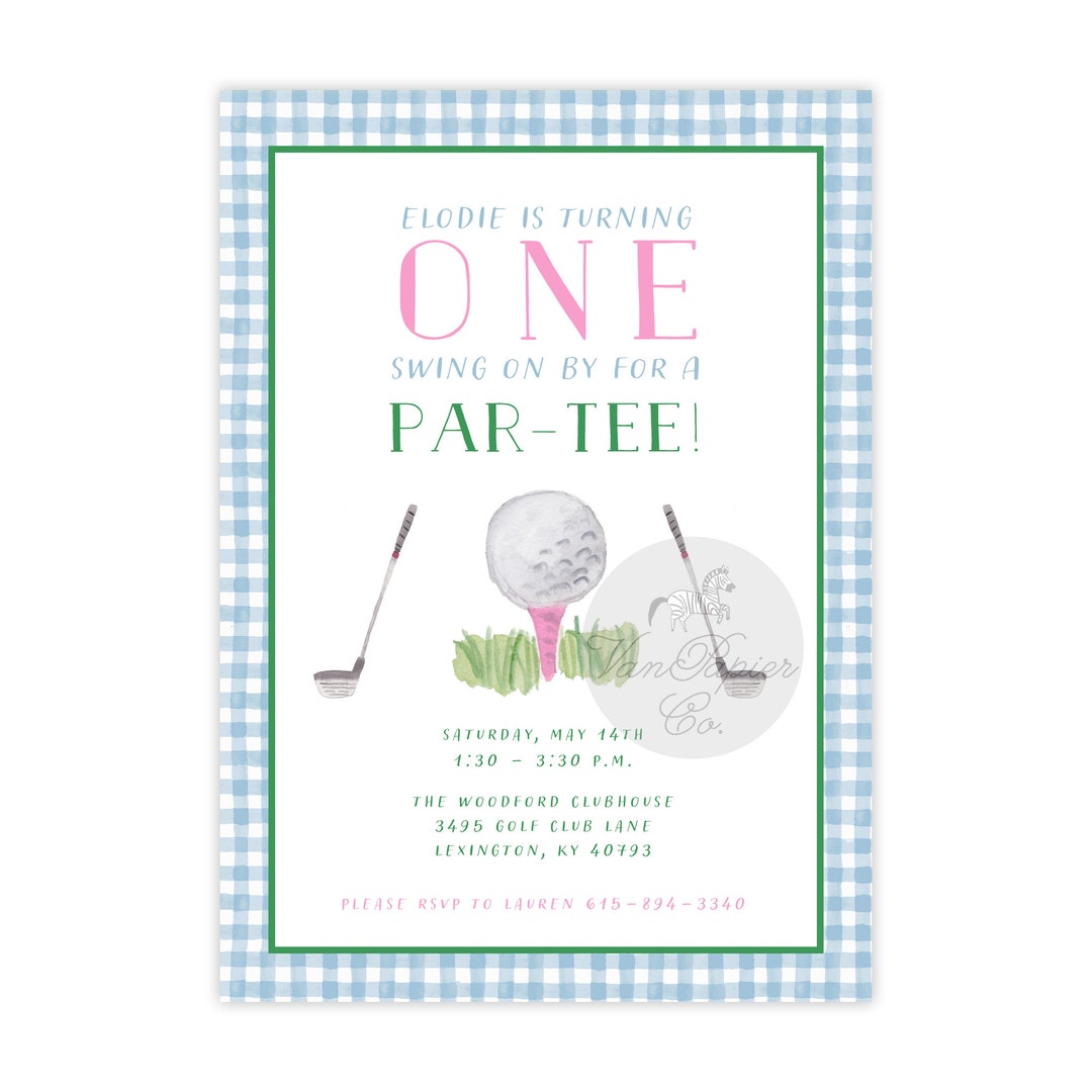 Pink Watercolor Golf Par-tee Birthday Invitation | Girl's Golf Birthday ...