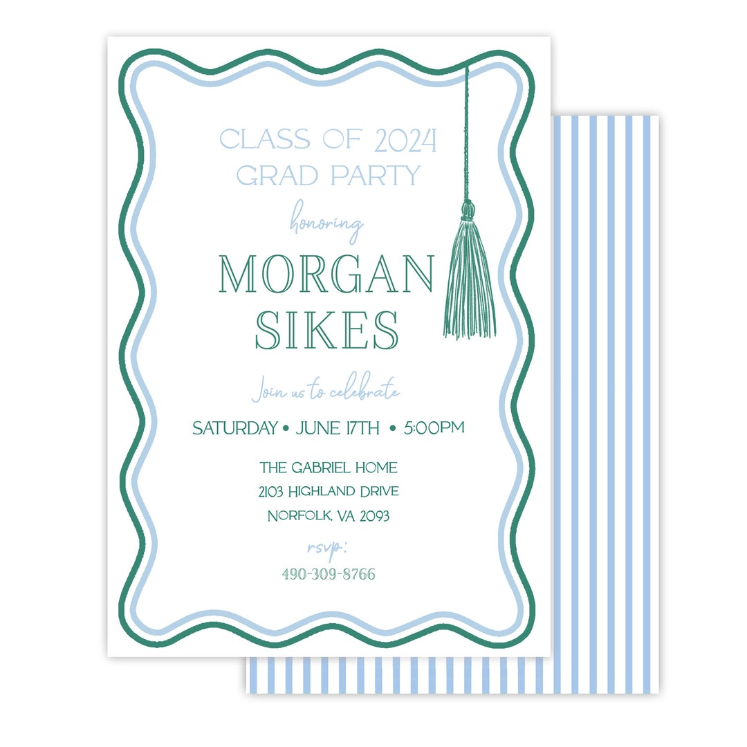 Wavy Graduation Party Invitation | Grad Party | Graduation | Graduation ...