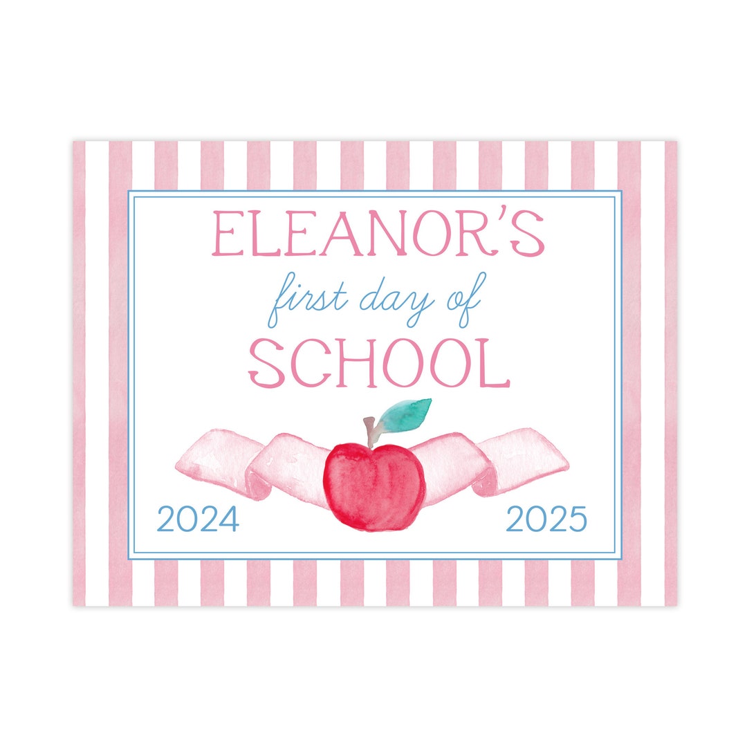 Pink Striped First Day of School Sign | Back to School Sign ...