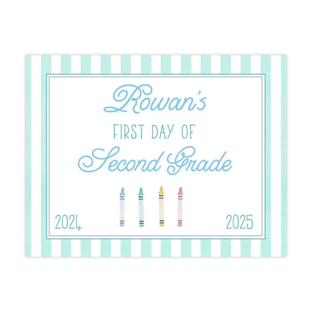 Green Striped First Day of School Sign | Back to School Sign ...