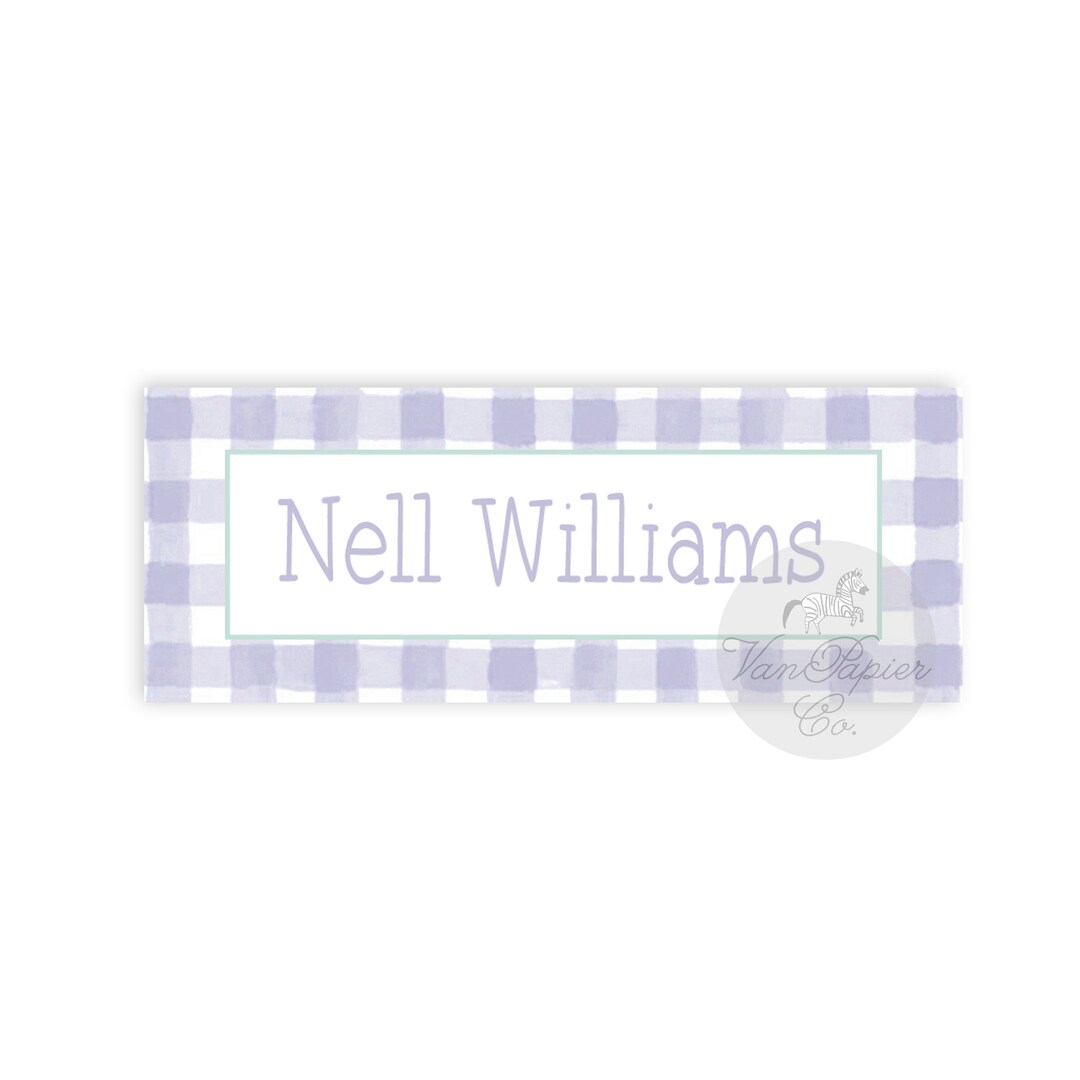 Purple Gingham Waterproof Labels | Waterproof Labels | School Labels ...